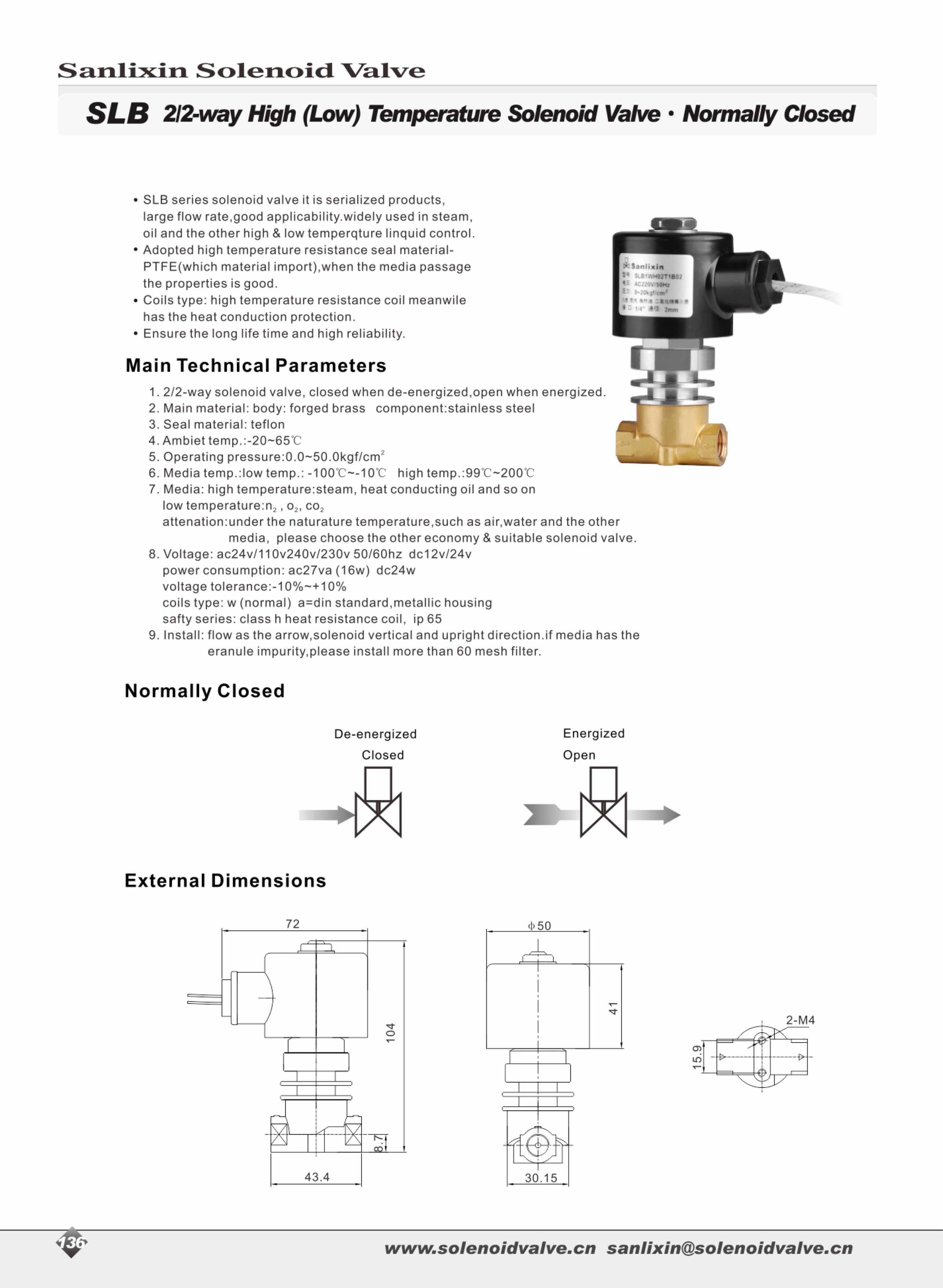 SLB 2/2-way High(Low) Temperature Solenoid Valve from China manufacturer - Yuyao Sanlixin ...